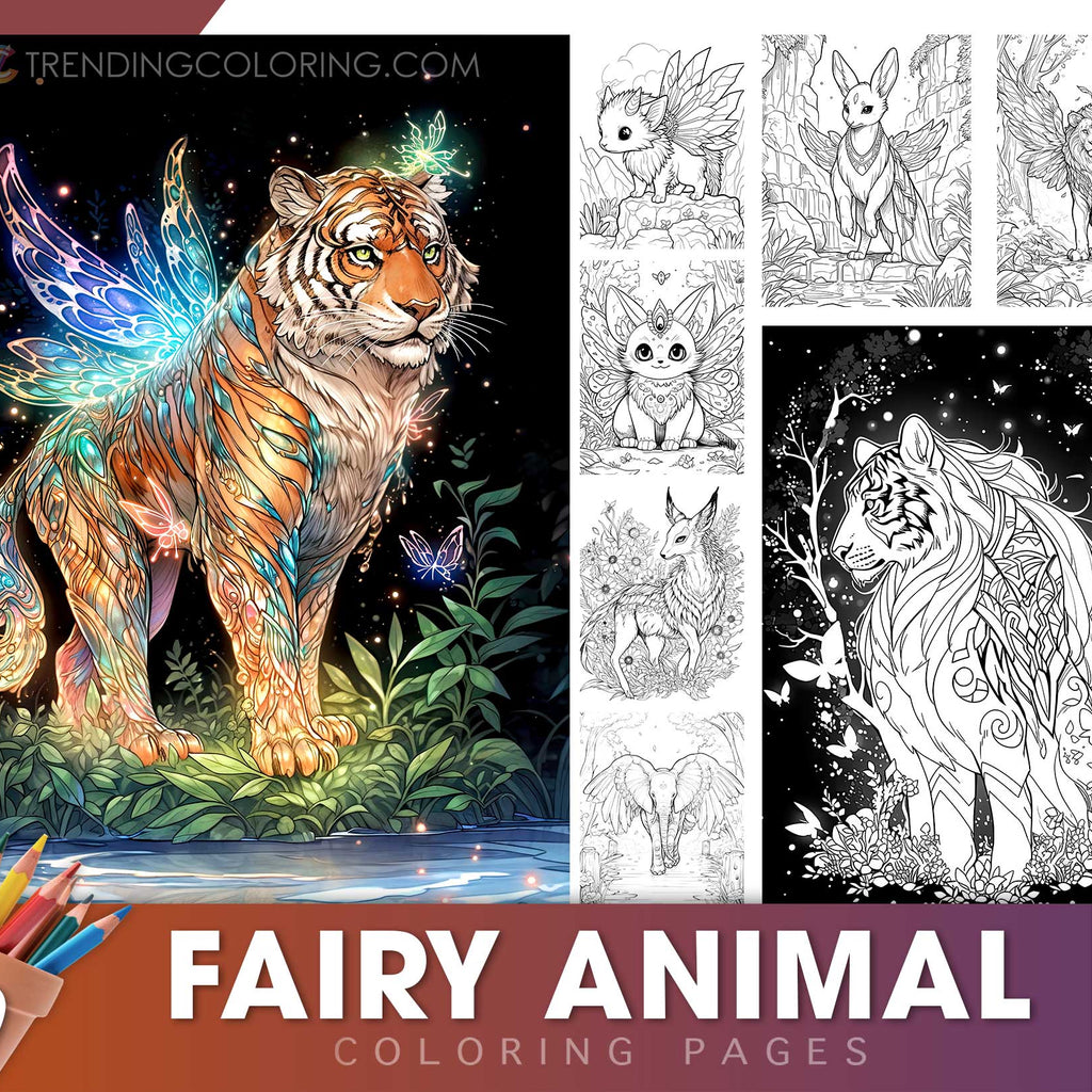 70 Fairy Animal Coloring Pages - Instant Download - Printable ...