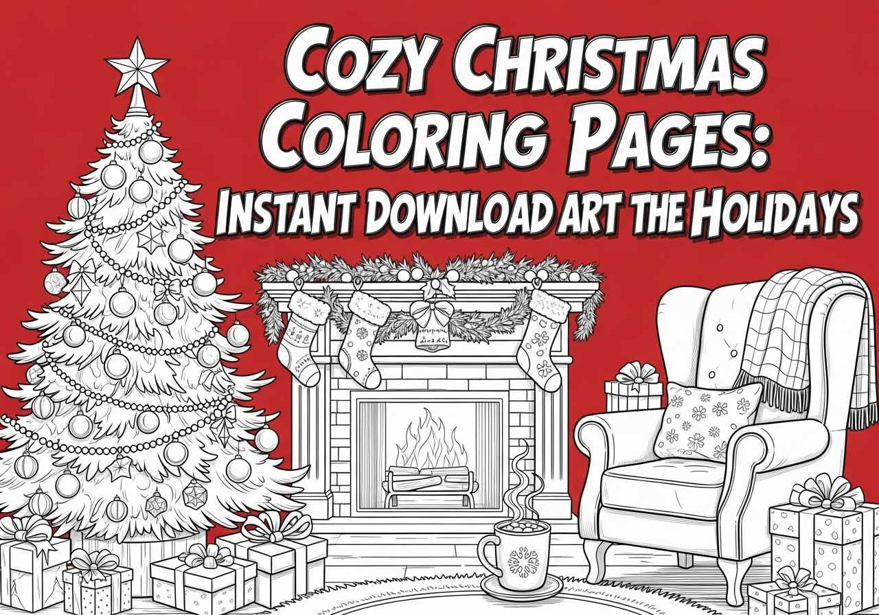 Cozy Christmas Coloring Pages: Instant Download Art for the Holidays ...