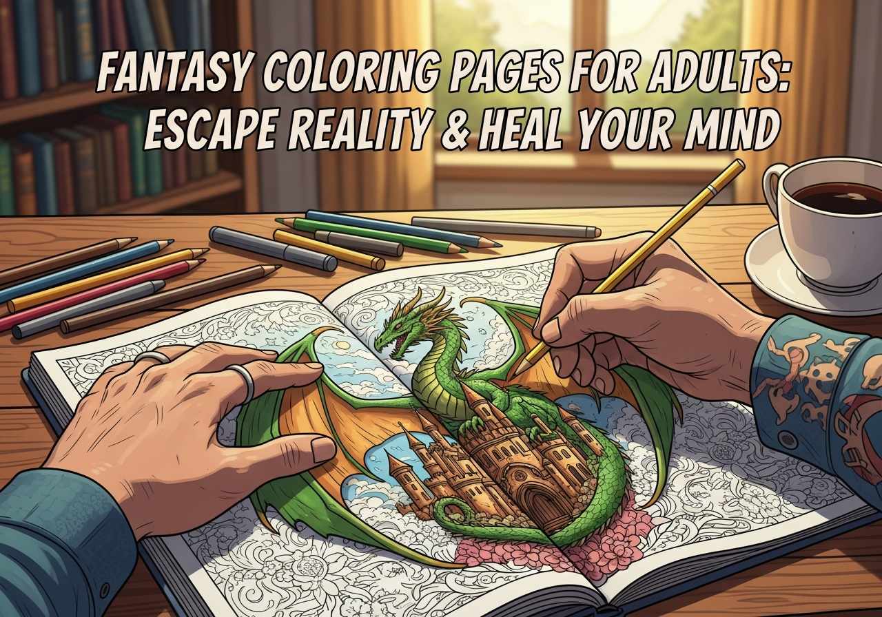 Fantasy coloring pages for adults: Escape reality & Heal your mind ...