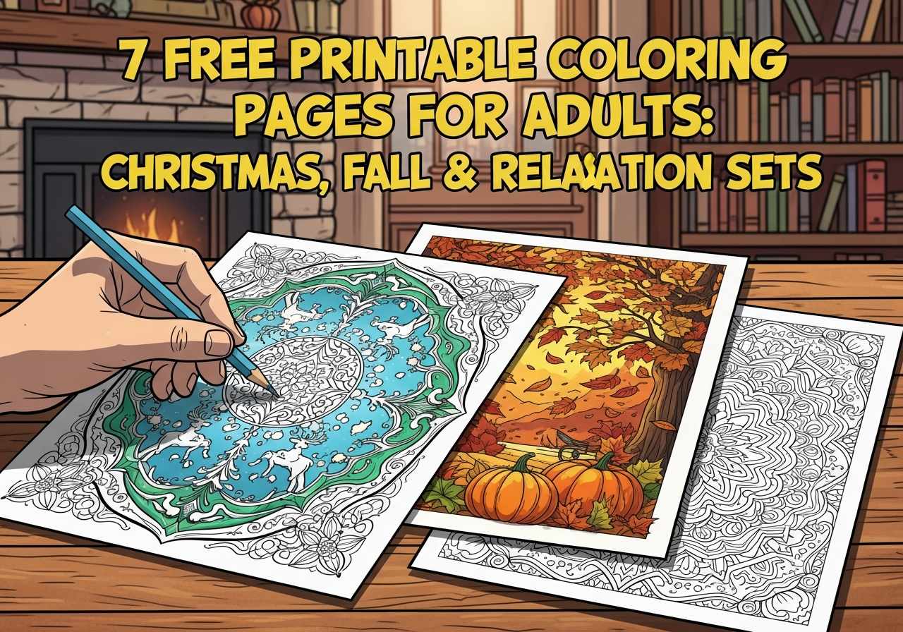 7 Free Printable Coloring Pages for Adults: Christmas, Fall & Relaxati ...