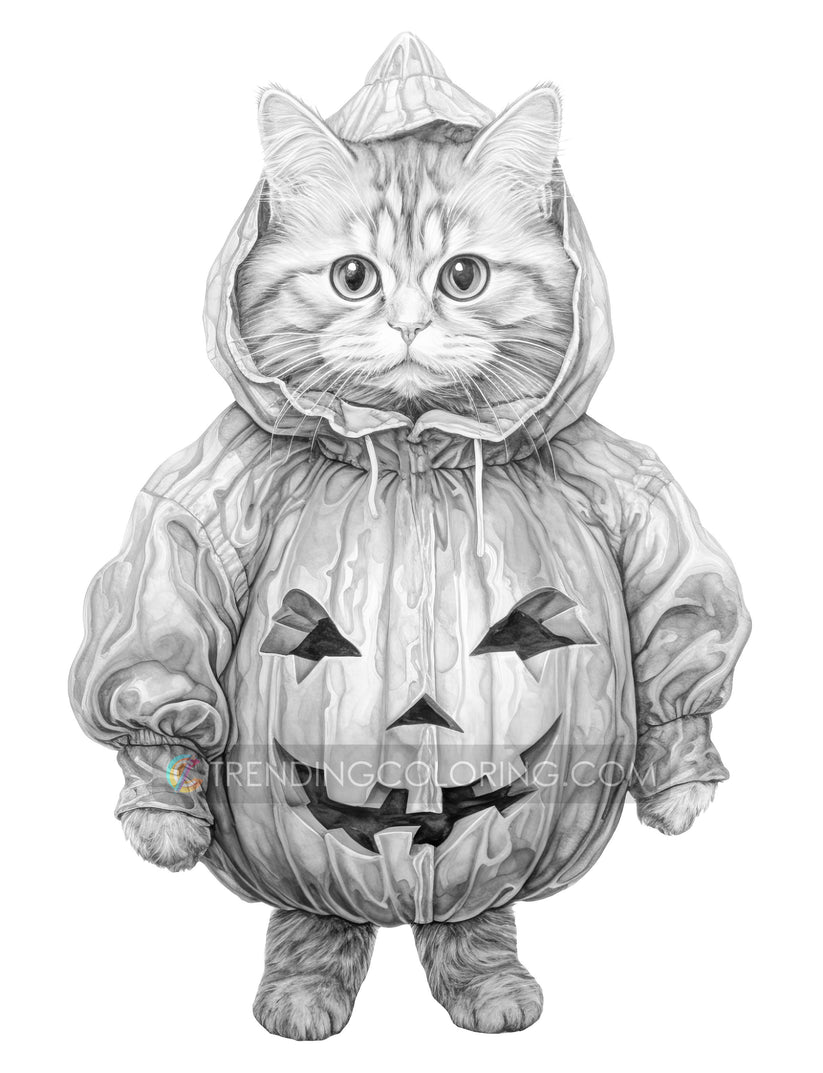 25 Pumpkin World Grayscale Coloring Pages - Instant Download - Printab ...