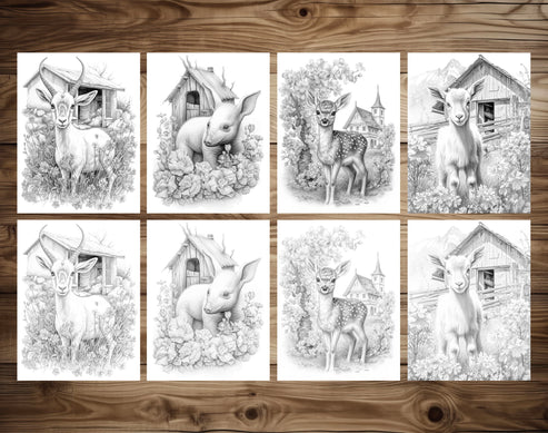 101 Baby Animal Home Grayscale Coloring Pages - Instant Download - Pri ...