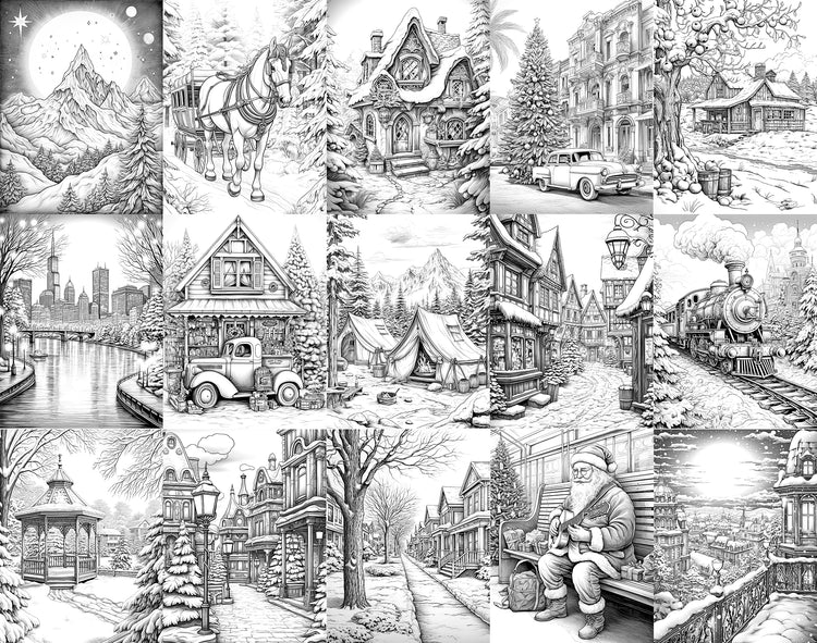 101 Calming Christmas Grayscale Coloring Pages - Instant Download - Pr ...