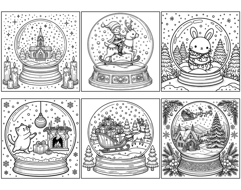 101 Snow Globe Christmas Coloring Pages - Instant Download - Printable ...