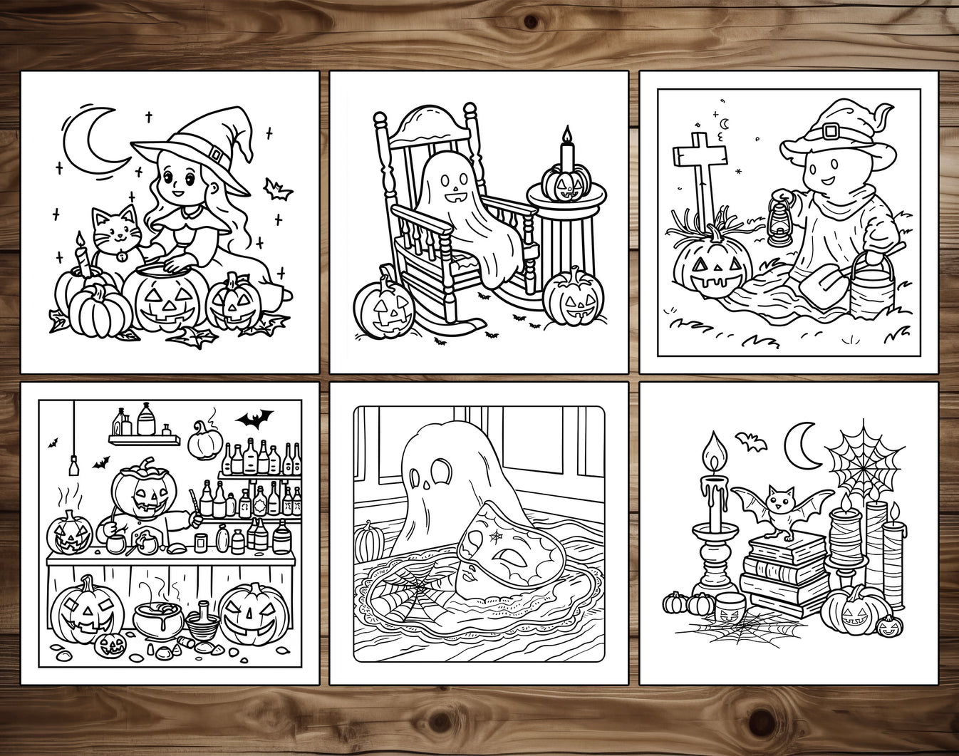 101 Old Fashioned Halloween Cute & Comfy Coloring Pages - Instant Down ...
