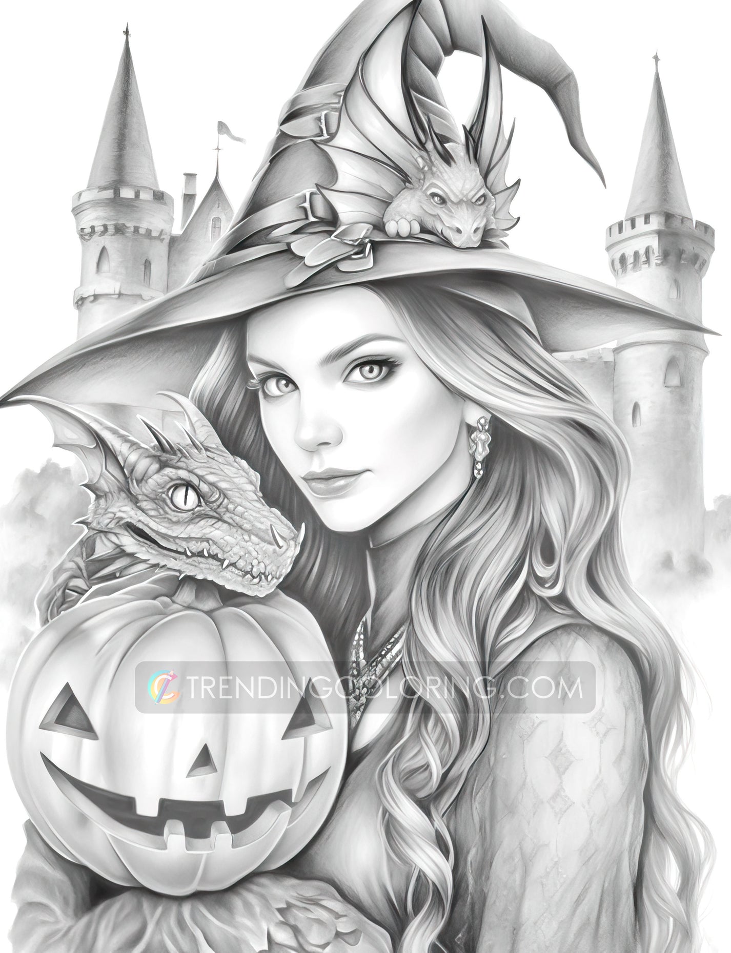 25 Halloween Witches Grayscale Coloring Pages - Halloween Coloring - I ...