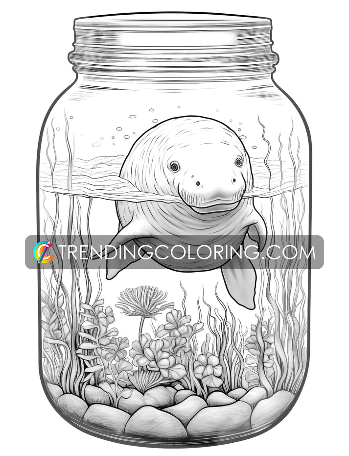 25 Ocean In Jar Grayscale Coloring Pages - Instant Download - Printabl ...
