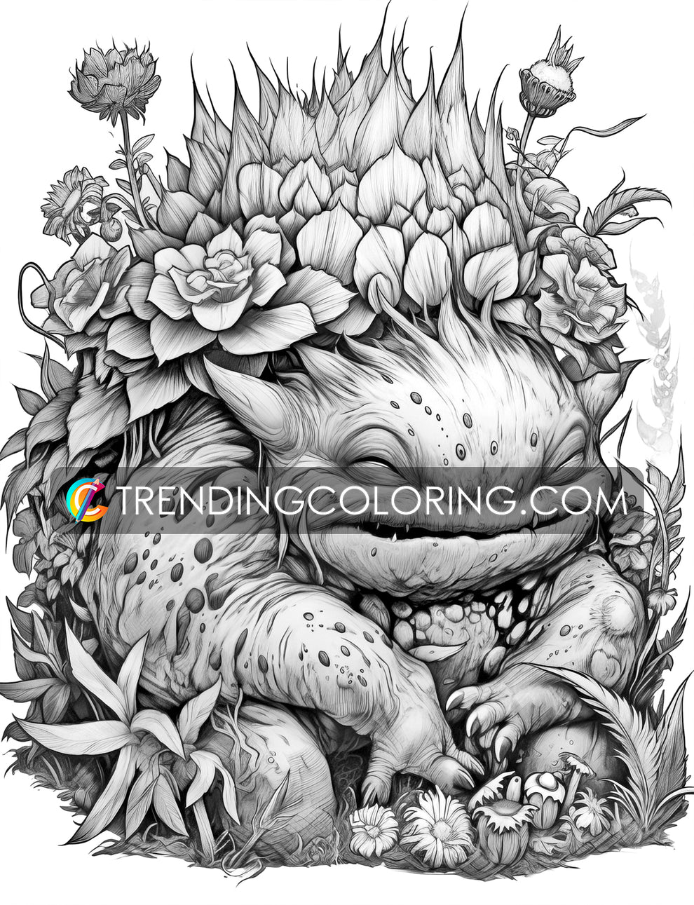 25 Adorable Creepy Monsters Grayscale Coloring Pages - Instant Downloa ...
