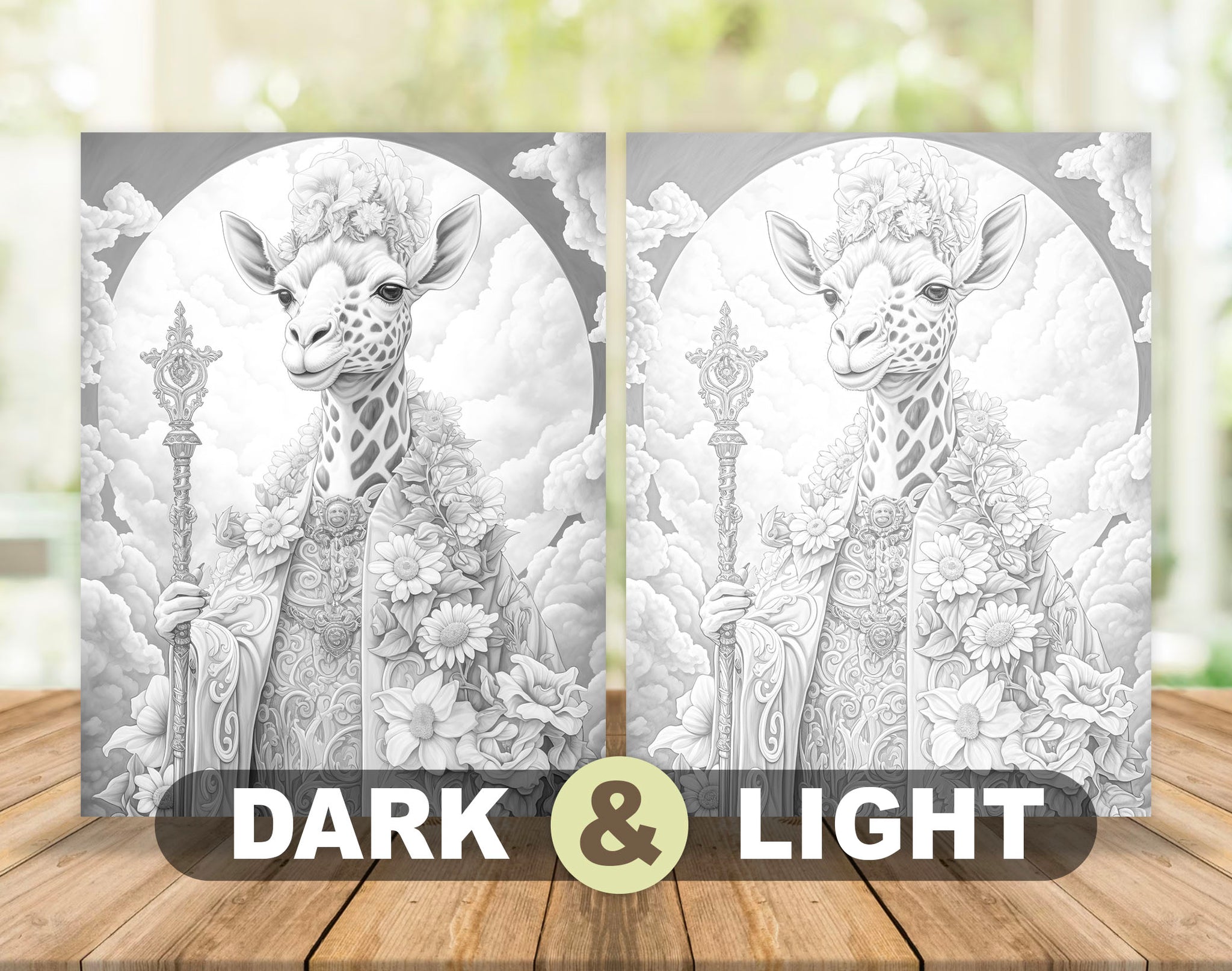 25 Heaven Animals Grayscale Coloring Pages - Instant Download - Printa ...