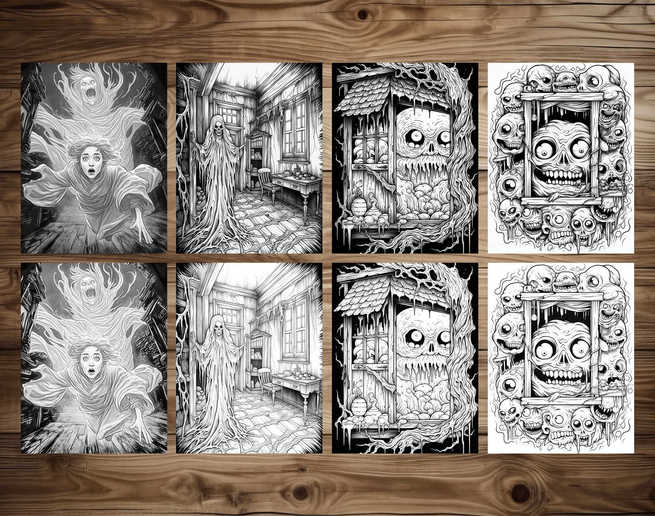 25 Horrible Dream Grayscale Coloring Pages - Halloween Coloring - Inst ...