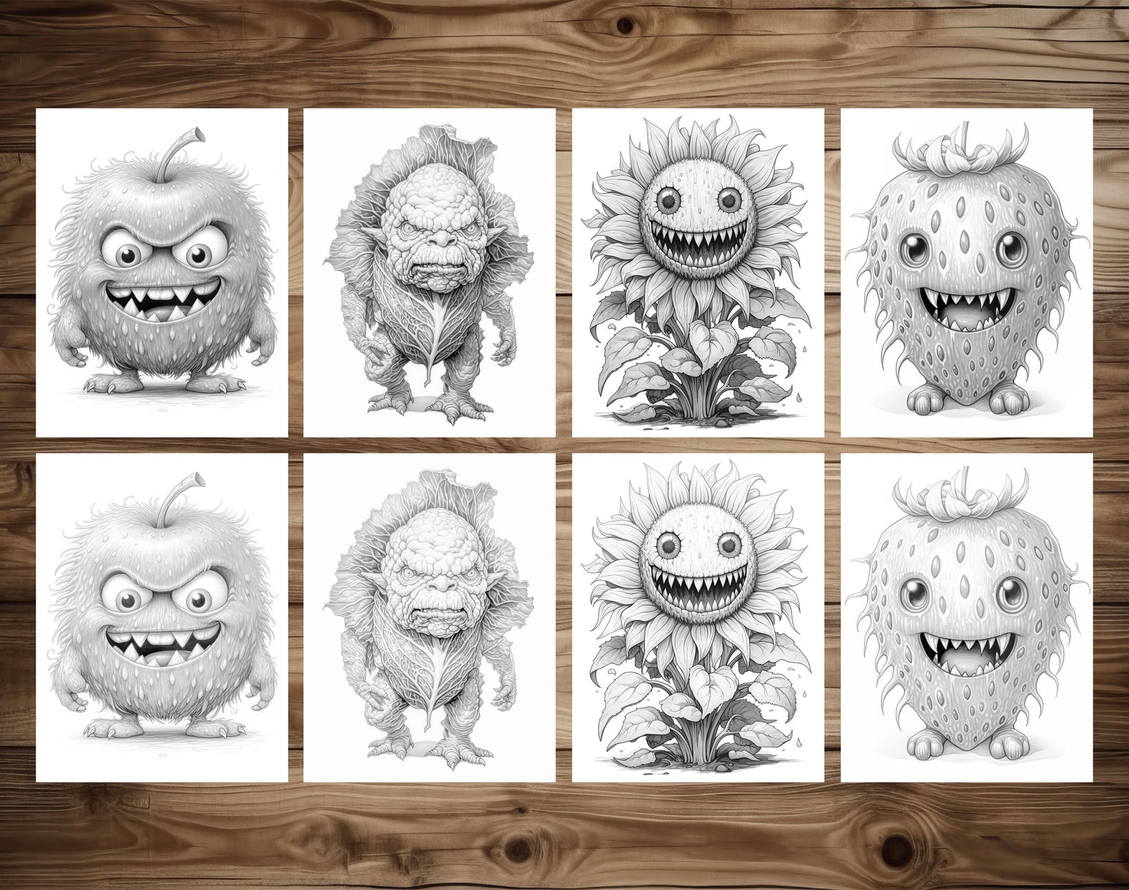 25 Plant Monster Grayscale Coloring Pages - Halloween Coloring - Insta ...