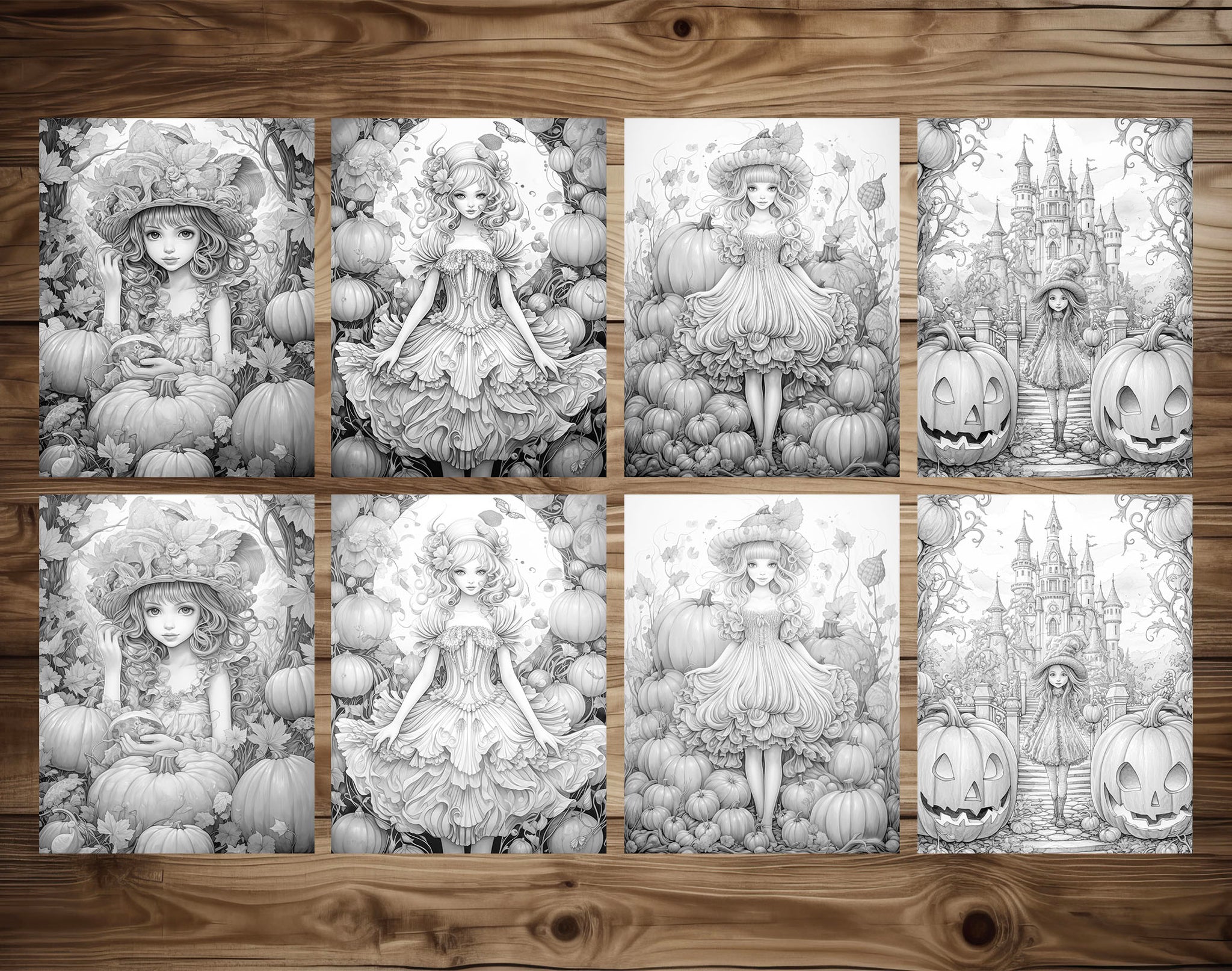 25 Pumpkin Fairy Grayscale Coloring Pages - Halloween Coloring - Insta ...