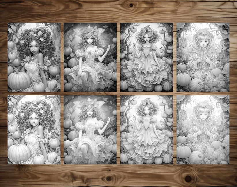 25 Pumpkin Fairy Grayscale Coloring Pages - Halloween Coloring - Insta ...