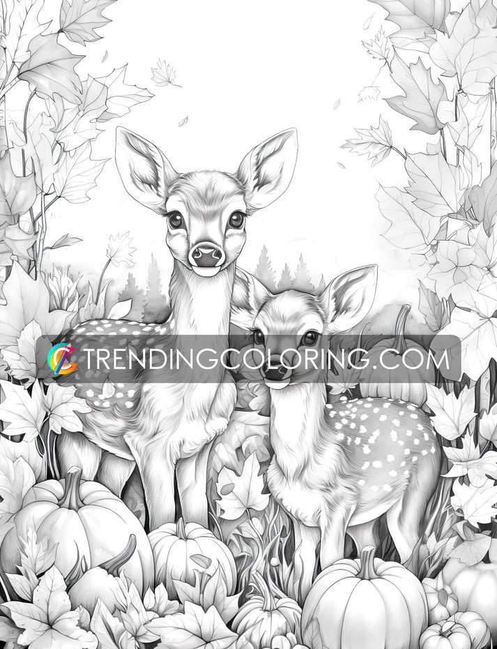 50 Autumn Critters Grayscale Coloring Pages - Instant Download - Print ...