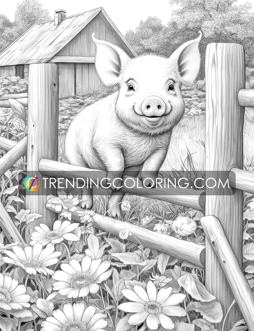 30 Country Farm Grayscale Coloring Pages - Instant Download - Printabl ...