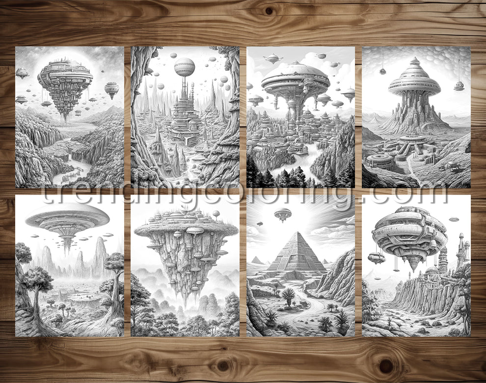 30 The Future of the Universe Grayscale Coloring Pages - Instant Downl ...