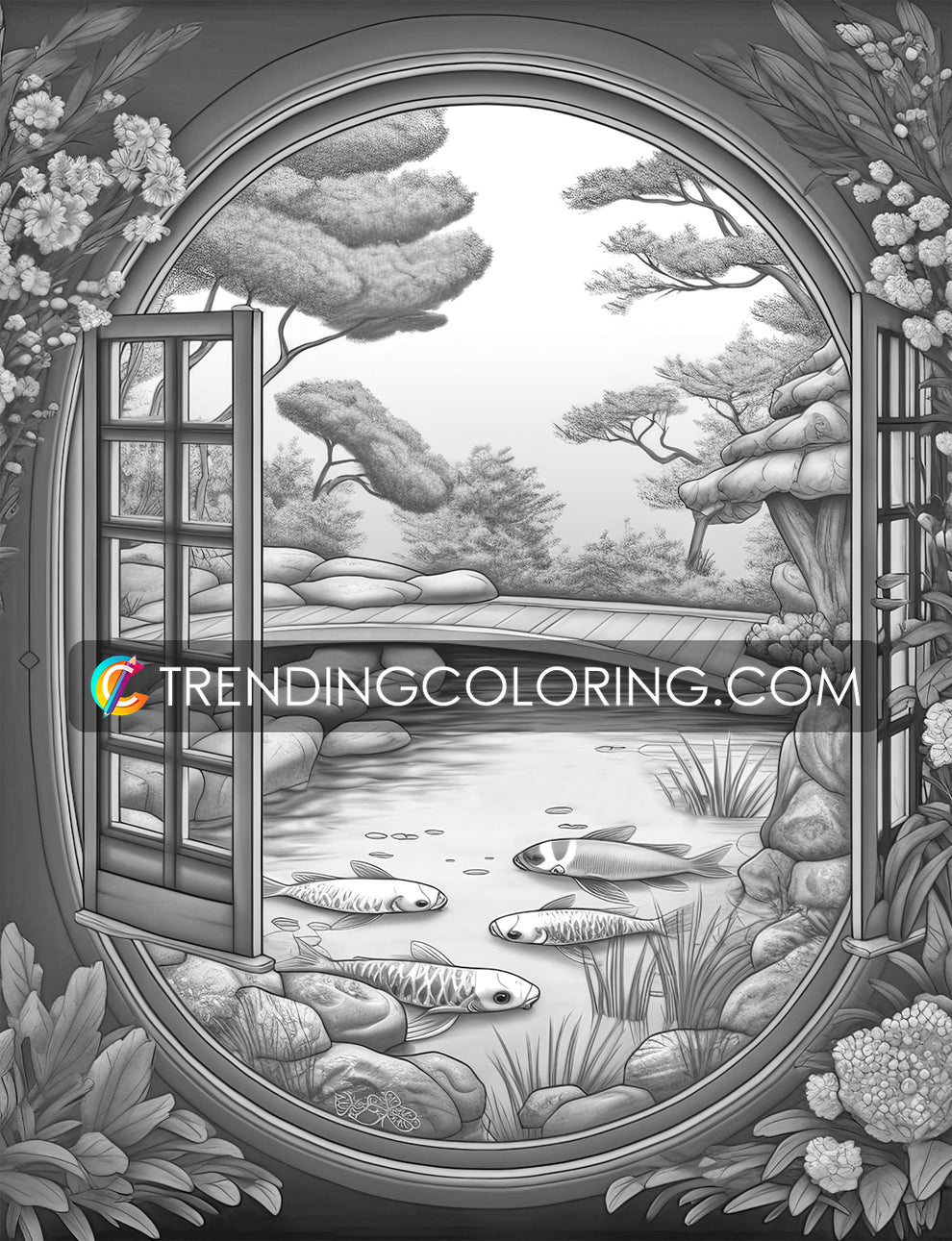 35 Window to Another World Grayscale Coloring Pages - Instant Download ...