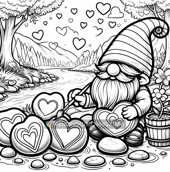 50 Valentine Gnome Coloring Pages - Instant Download - Printable PDF ...