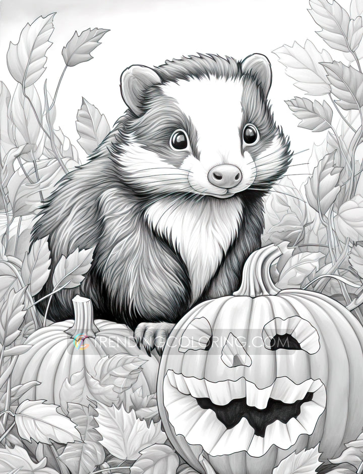 25 Autumn Animal Grayscale Coloring Pages - Instant Download - Printab ...