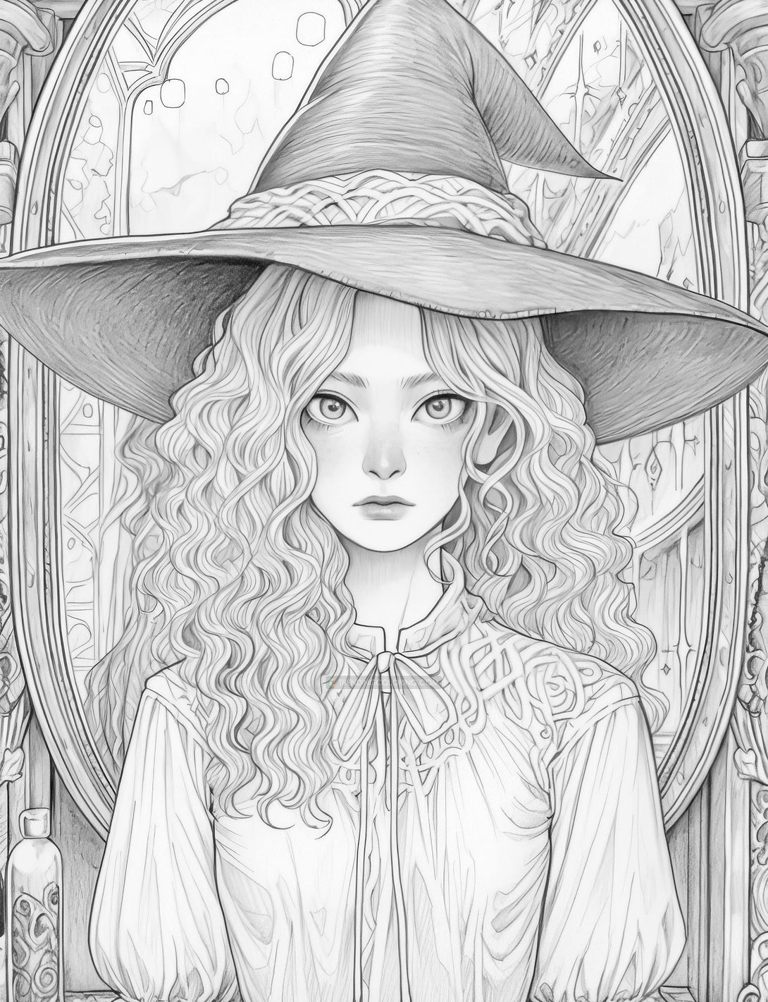 70 Beauty Witches Grayscale Coloring Pages Instant Download Printa