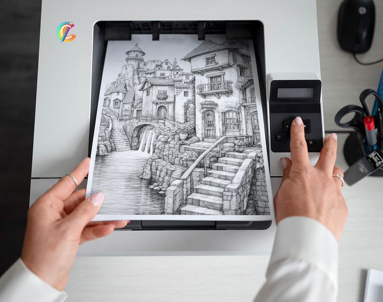 40 Medieval Town Grayscale Coloring Pages - Instant Download - Printab ...