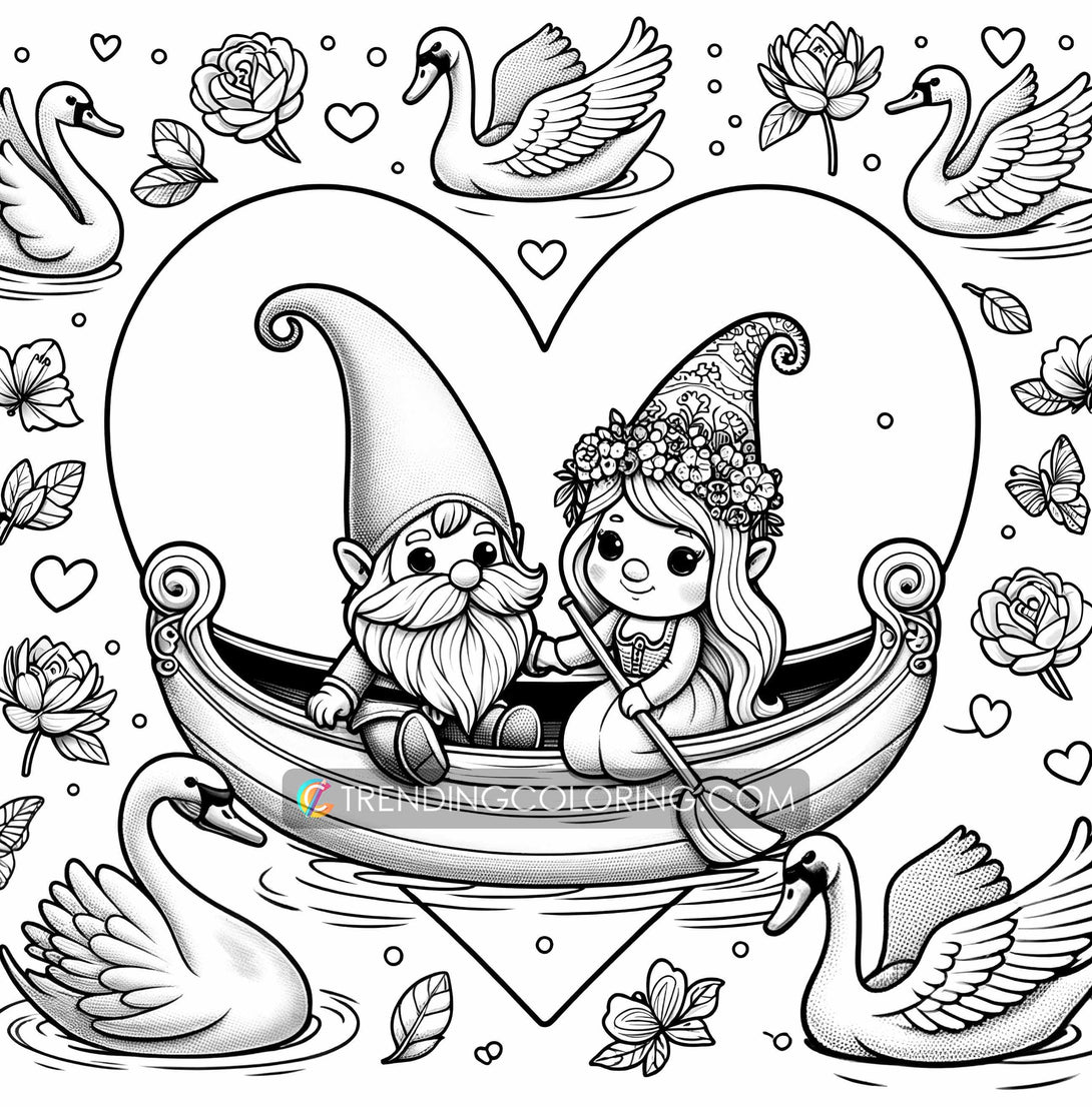 50 Valentine Gnome Coloring Pages - Instant Download - Printable ...