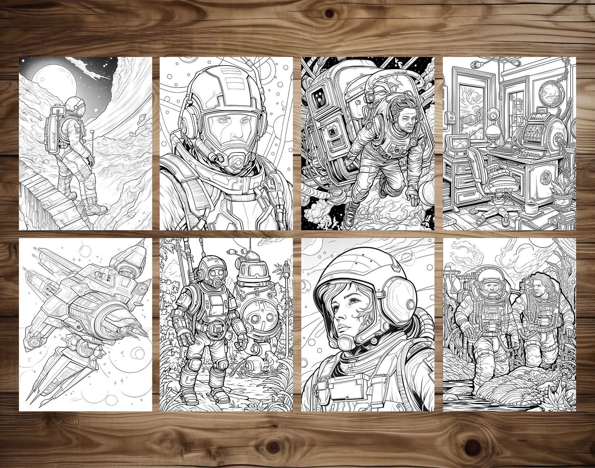 50 Astronaut's Adventure Coloring Pages - Instant Download - Printable ...