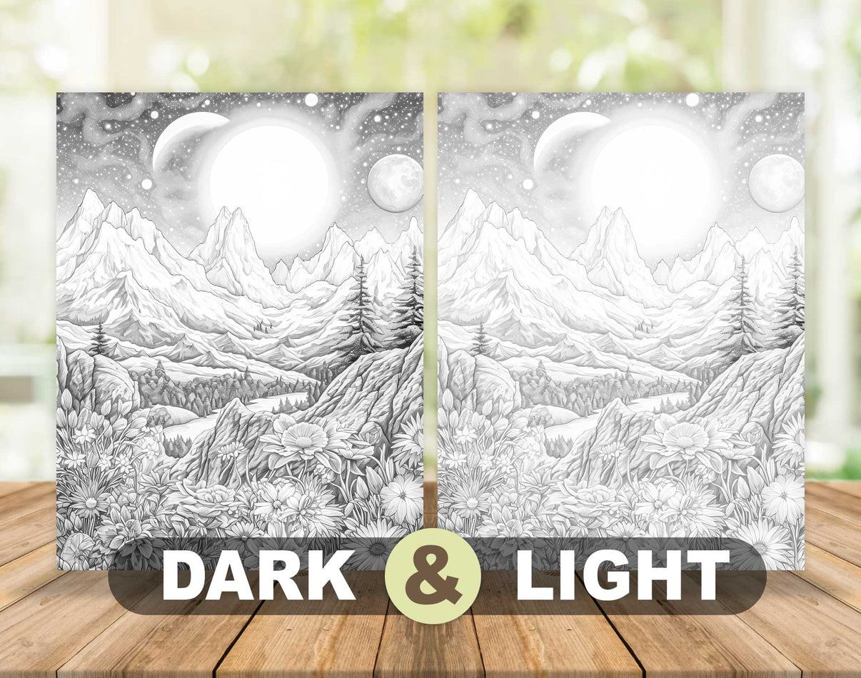 50 Celestial Space Grayscale Coloring Pages - Instant Download - Print ...