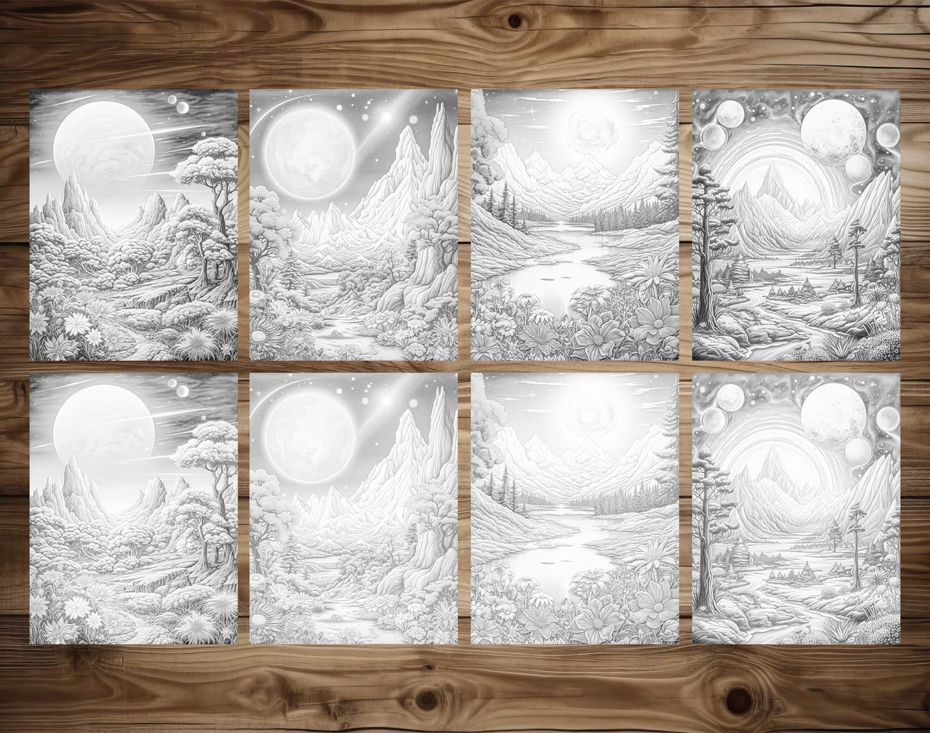 50 Celestial Space Grayscale Coloring Pages - Instant Download - Print ...