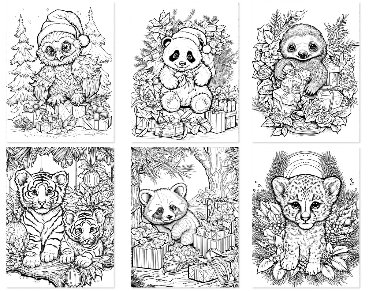 50 Christmas Critter 2 Coloring Pages - Instant Download - Printable P ...