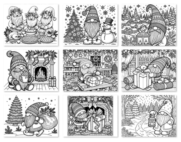 50 Christmas Gnomes Coloring Pages - Instant Download - Printable ...