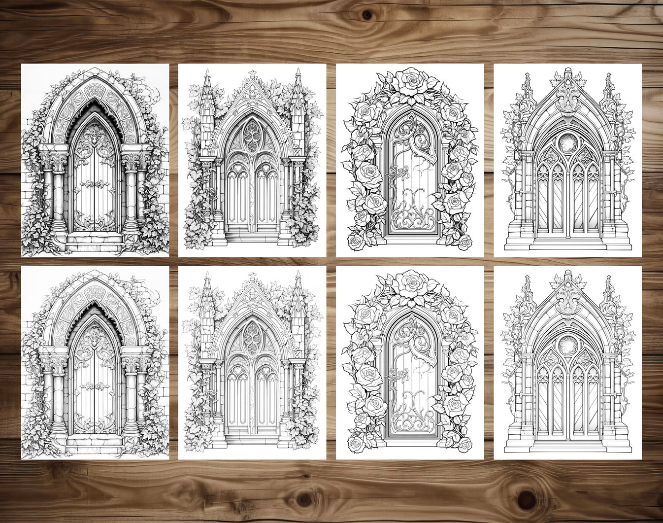 50 Gothic Doors Coloring Pages - Instant Download - Printable PDF ...