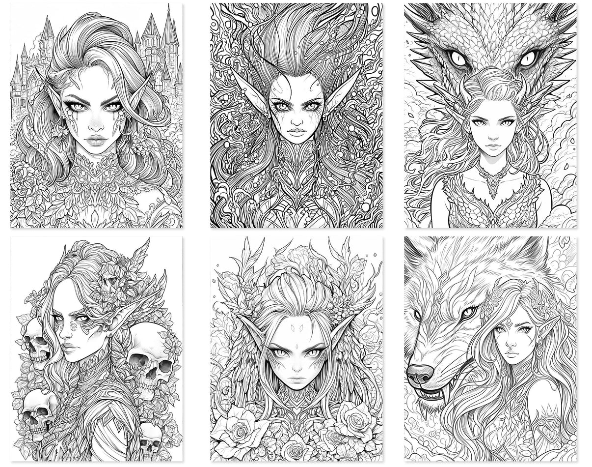 50 Dark Fairy Coloring Pages - Instant Download - Printable PDF ...