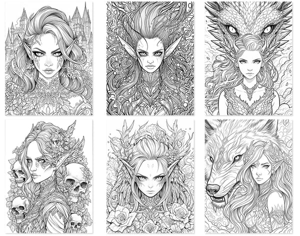 50 Dark Fairy Coloring Pages - Instant Download - Printable PDF ...