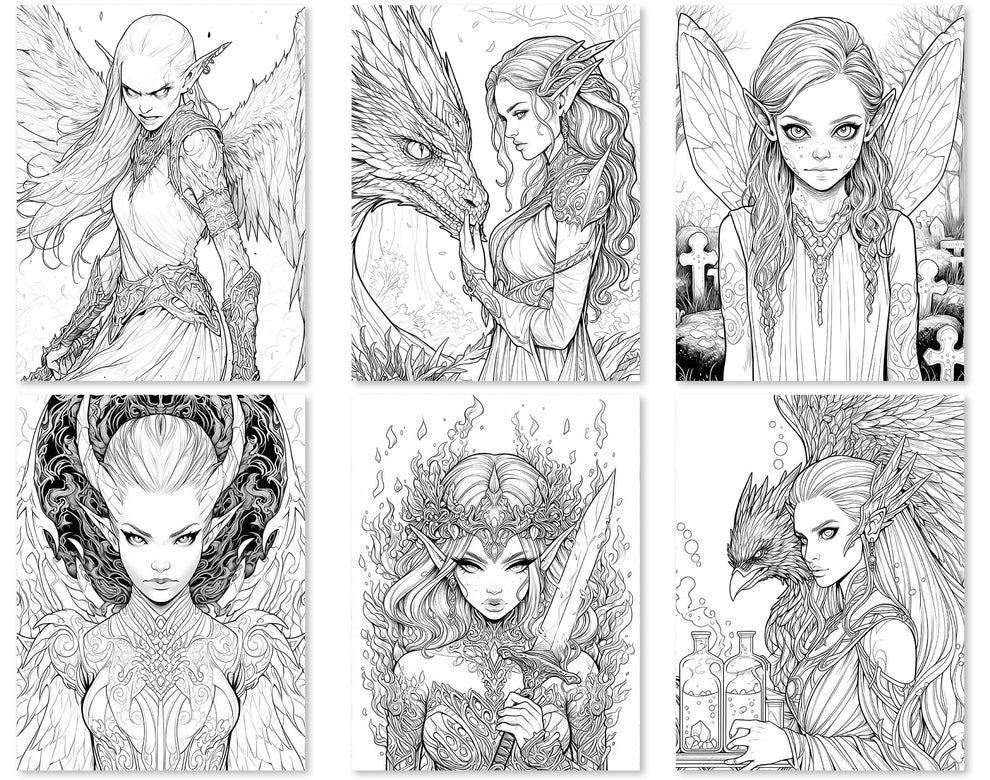 50 Dark Fairy Coloring Pages - Instant Download - Printable PDF ...