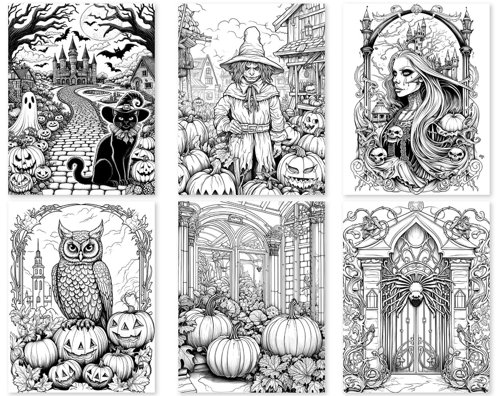 50 Old Fashioned Halloween Coloring Pages - Instant Download - Printab ...
