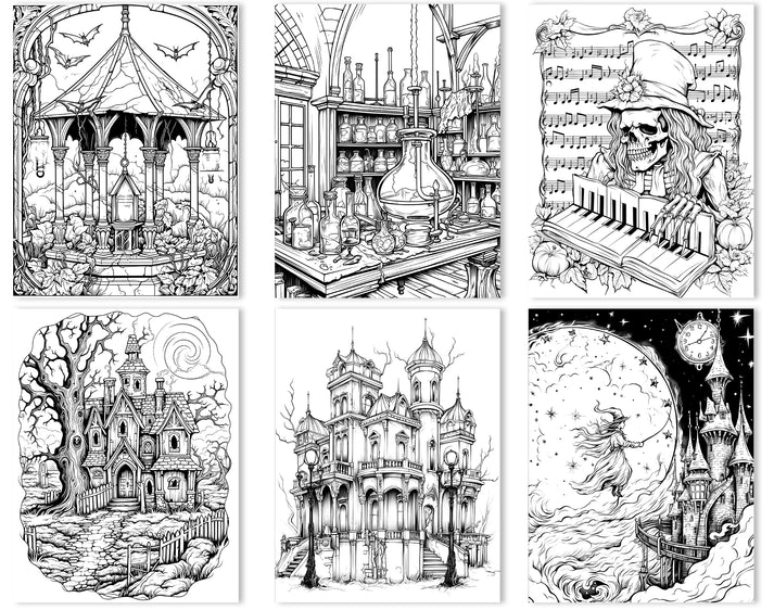 50 Old Fashioned Halloween Coloring Pages - Instant Download - Printab ...