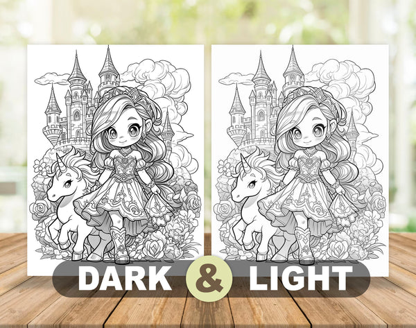 50 Spring Princess Grayscale Coloring Pages - Instant Download - Print ...