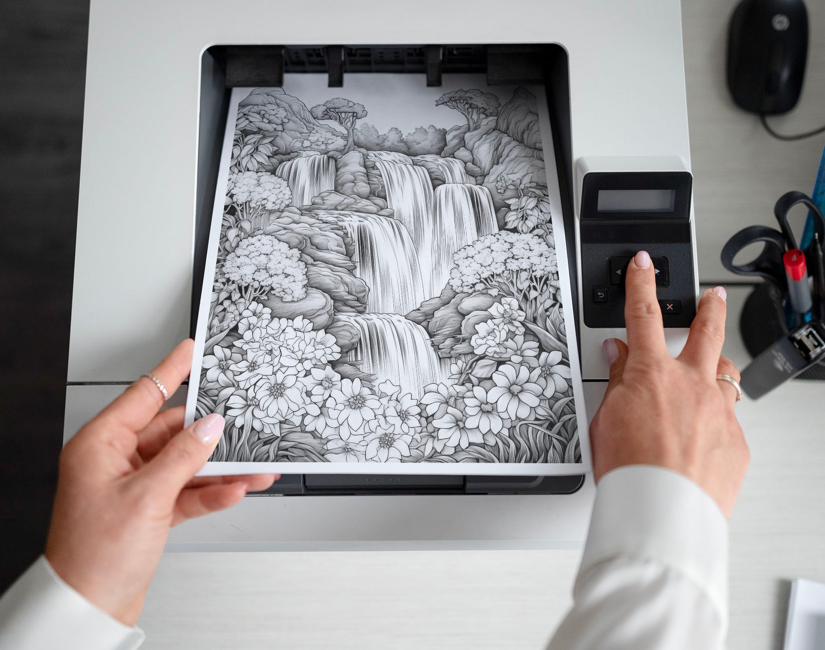 50 Spring Scene Grayscale Coloring Pages - Instant Download - Printabl ...