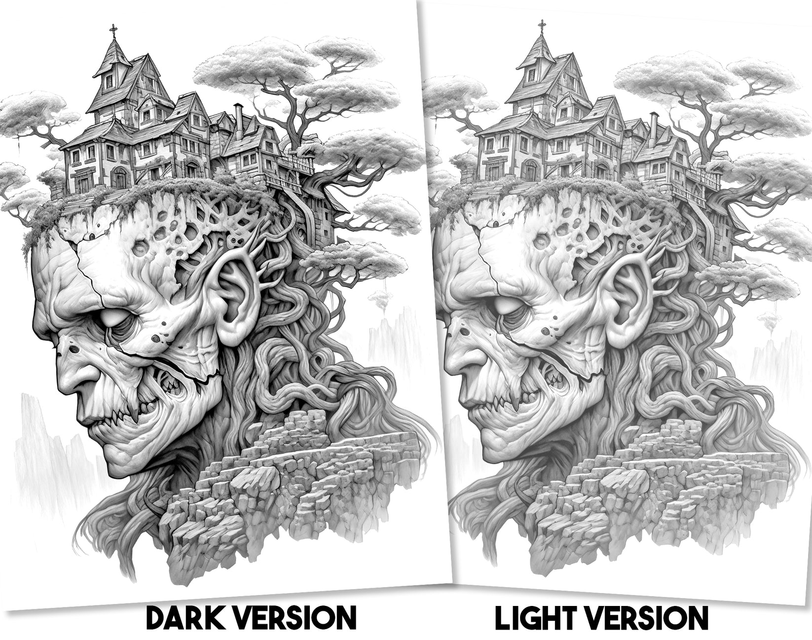 50 Surreal Halloween Grayscale Coloring Pages - Instant Download - Pri ...