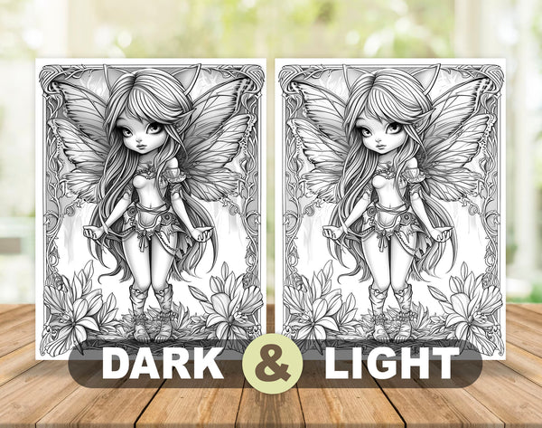 50 Fantasy Fairy Girl Grayscale Coloring Pages - Instant Download - Pr ...