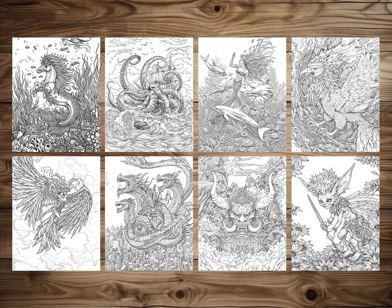 50 Mythical Creatures Coloring Pages - Instant Download - Printable PD ...