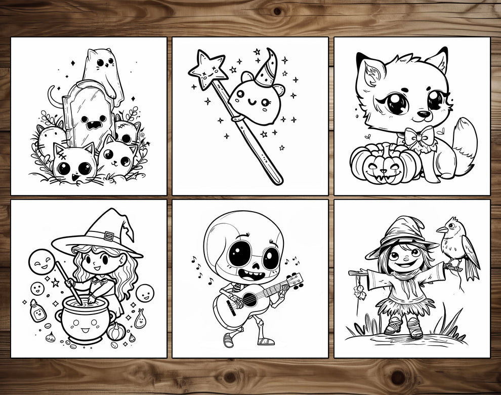 65 Cozy Halloween Simple Coloring Pages - Instant Download - Printable ...