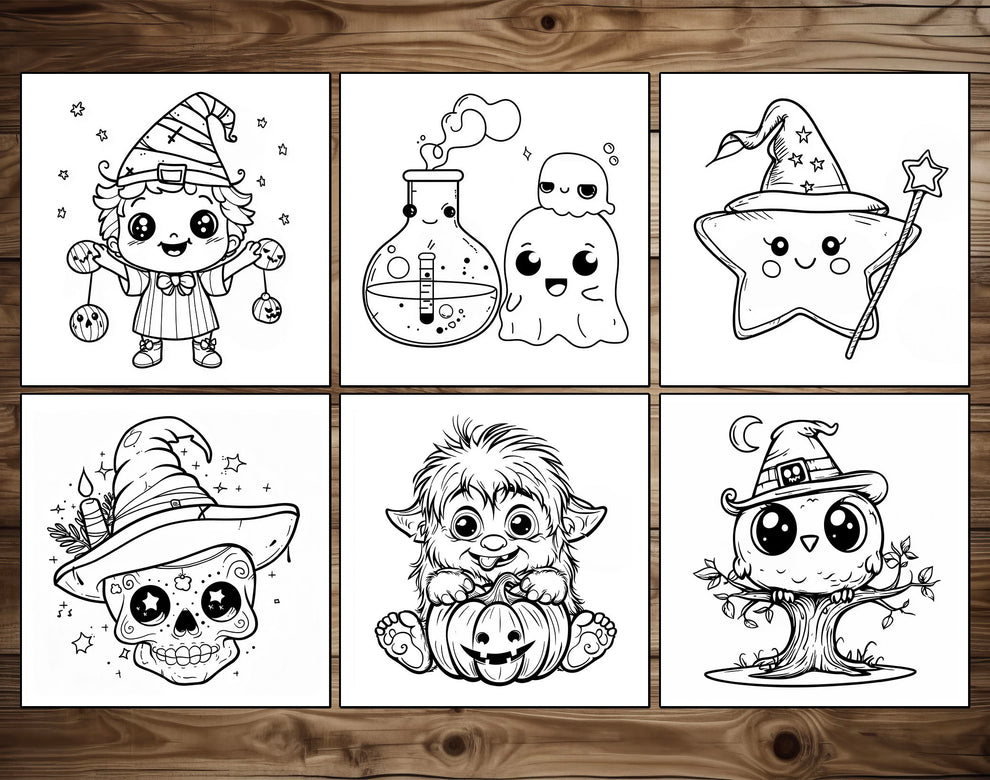 65 Cozy Halloween Simple Coloring Pages - Instant Download - Printable ...