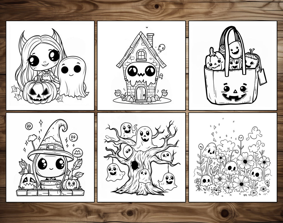65 Cozy Halloween Simple Coloring Pages - Instant Download - Printable ...