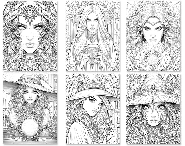 70 Beauty Witches 2 Coloring Pages - Instant Download - Printable ...