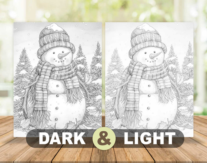 70 Snowman's Adventure Grayscale Coloring Pages - Instant Download - P ...
