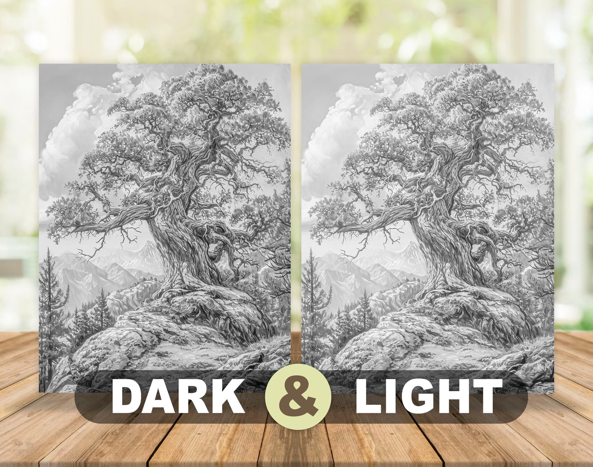 70 Trees Around The World Grayscale Coloring Pages - Instant Download ...