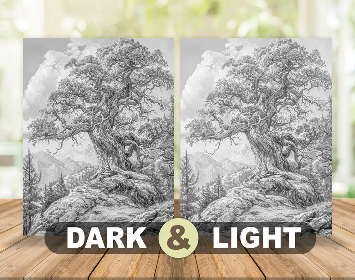 70 Trees Around The World Grayscale Coloring Pages - Instant Download ...