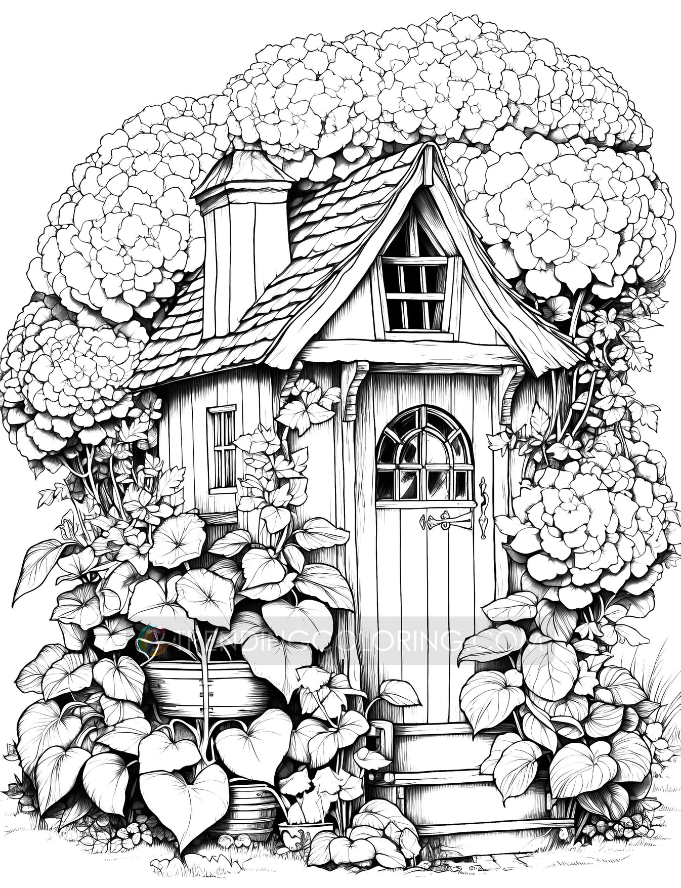 101 Enchanted Fairy House Coloring Pages - Instant Download - Printabl ...